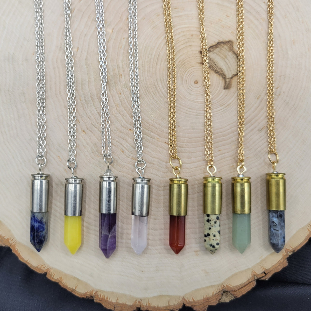 Ladies Semiprecious Crystal Bullet Necklaces – Just In Casings Jewelry